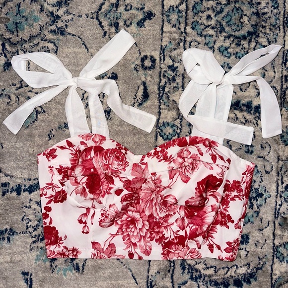 SHEIN | Tops | Red Floral Crop Top | Poshmark